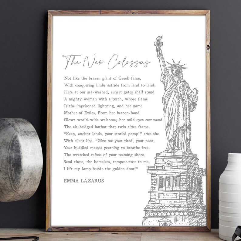 The New Colossus Emma Lazarus Poem Statue of Liberty | Etsy
