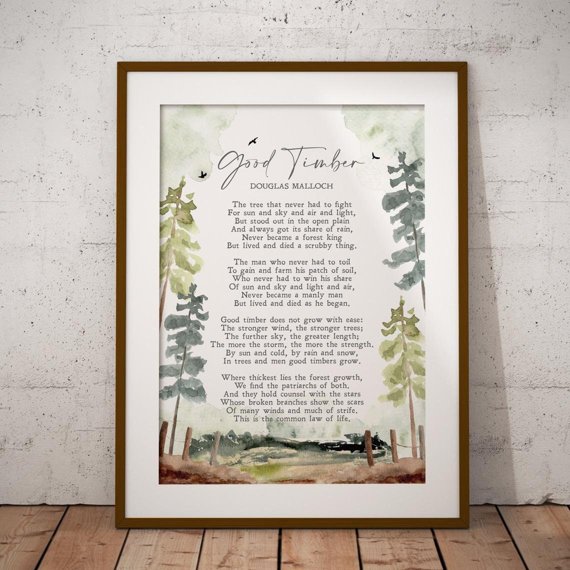 Good Timber Douglas Malloch Poem Watercolor Mormon - Etsy