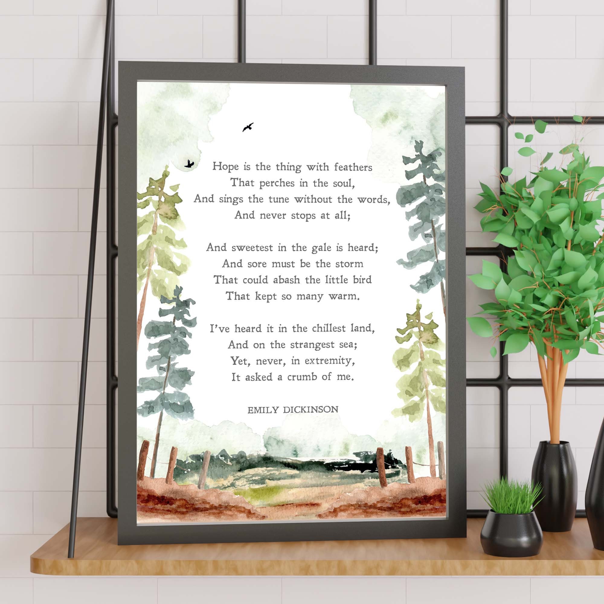 Hope is the Thing With Feathers Emily Dickinson Poem | Etsy