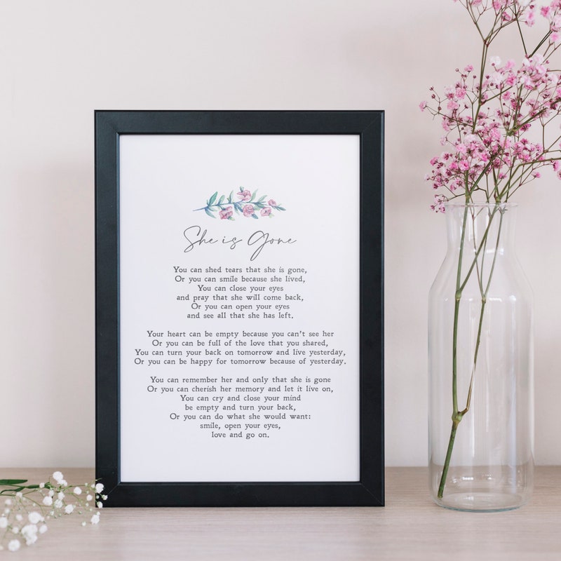 She is Not Gone Poem - Etsy