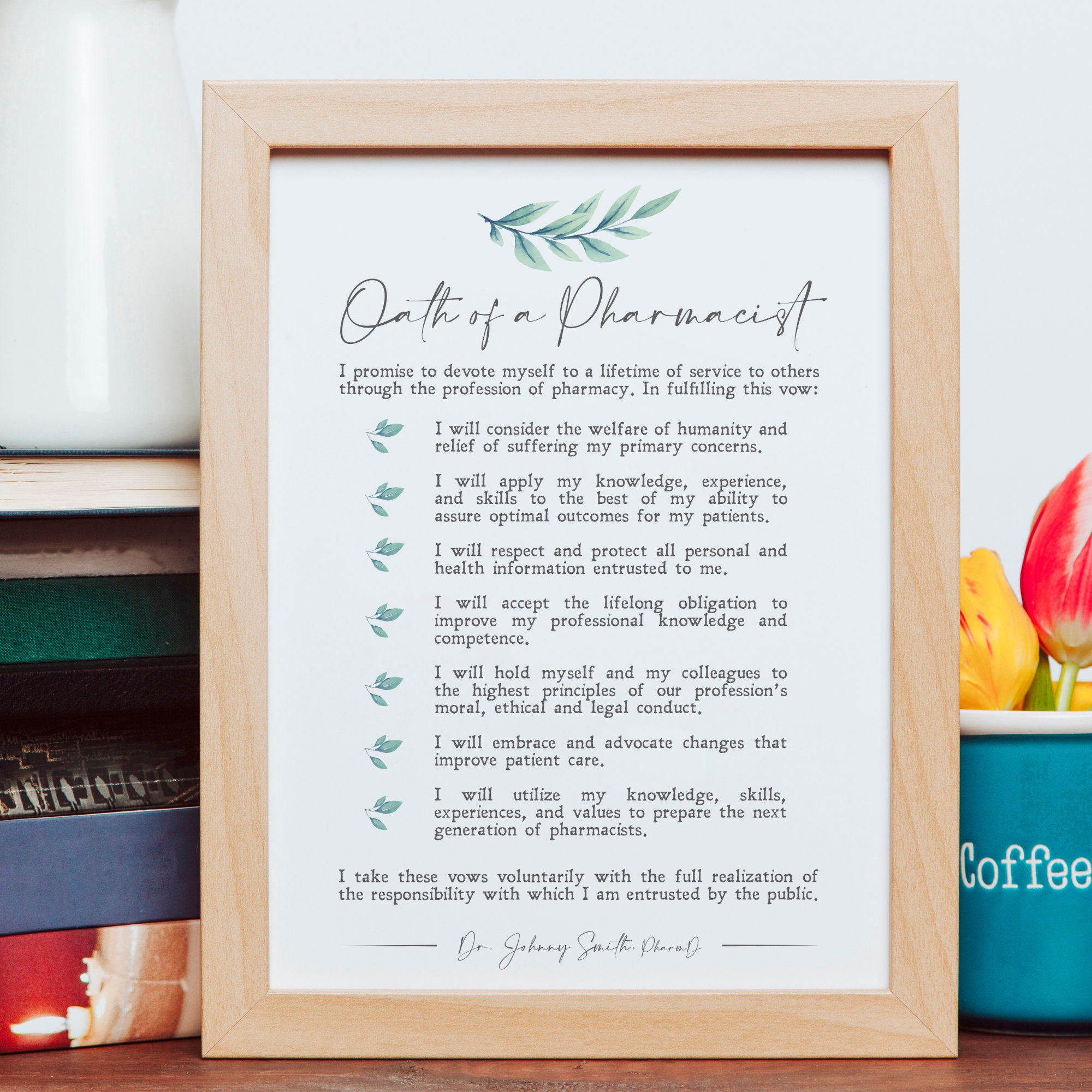 Personalized Oath of a Pharmacist (colored) | Pharmacist Gift ...