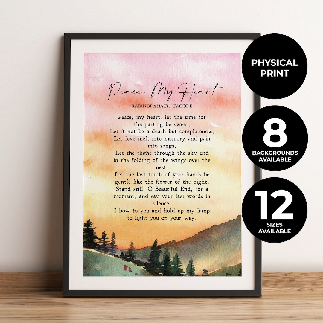 Peace My Heart Rabindranath Tagore Funeral Poem Sympathy - Etsy