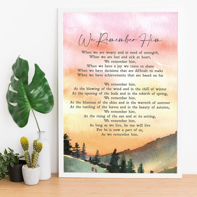 We Remember Him Poem Funeral Poem Sympathy Gift - Etsy