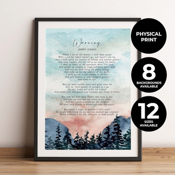 Warning Poem Print by Jenny Joseph - Etsy