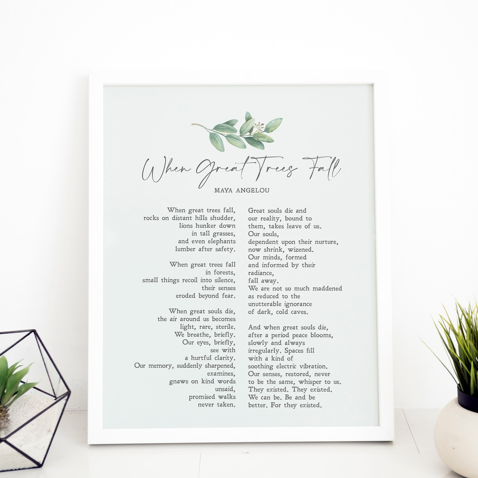 When Great Trees Fall Maya Angelou Poem Funeral Grief - Etsy Finland