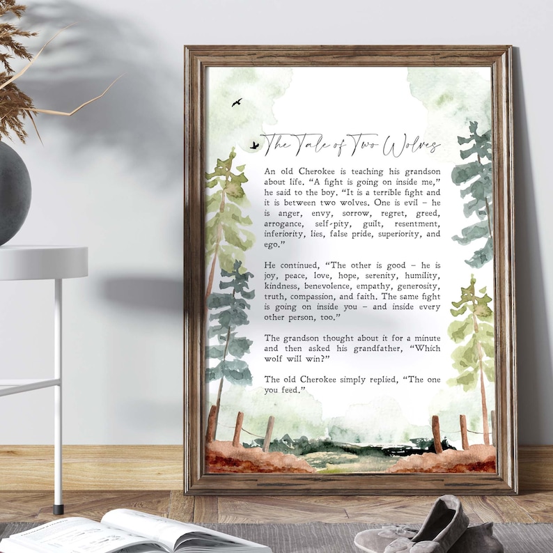 Tale of Two Wolves Quote Poster Native American Leadership - Etsy