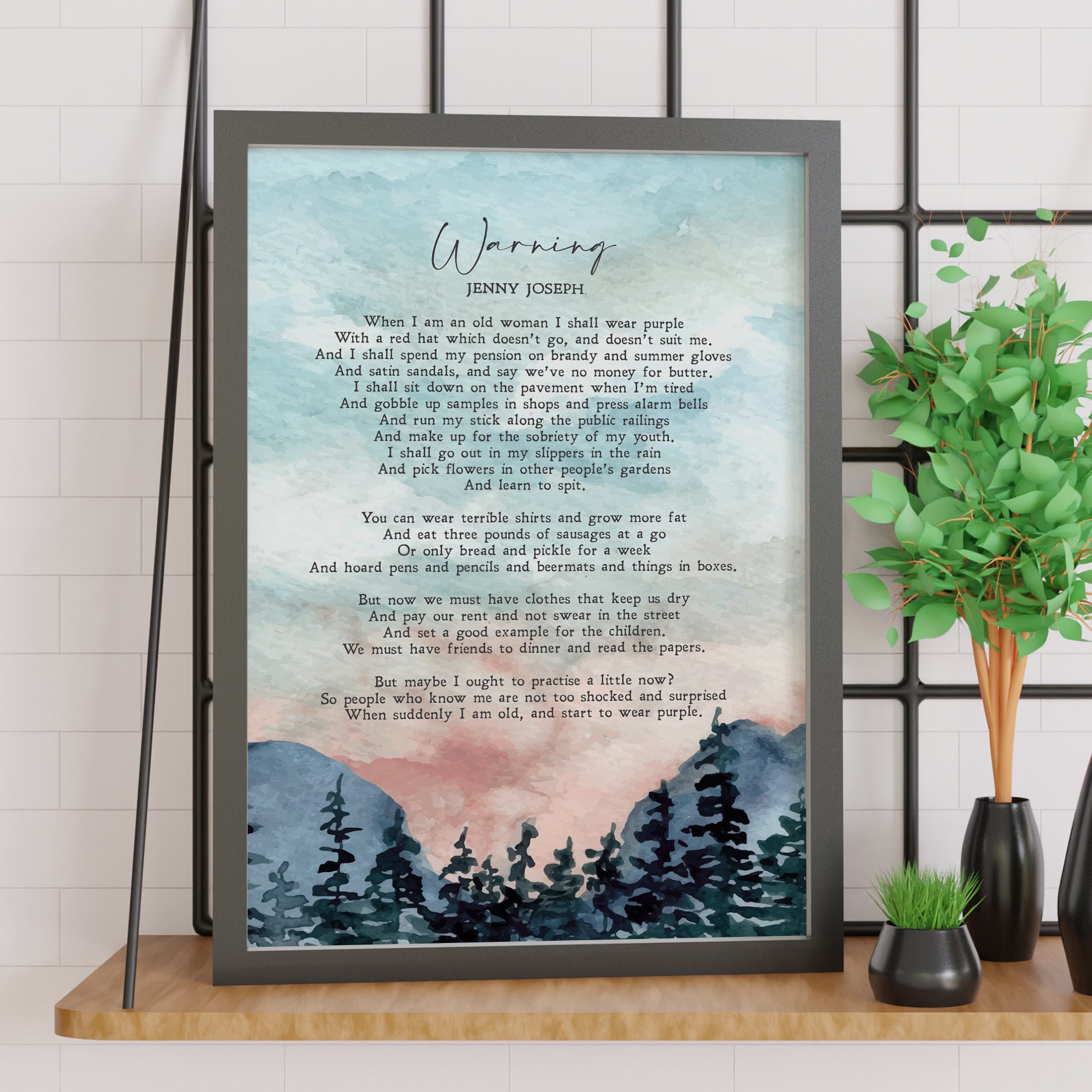 Warning Jenny Joseph Poem Youth Aging Rebellion - Etsy