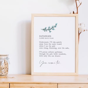 Rainer Maria Rilke | Pathways Poem | Love | Romance | Soulmate ...