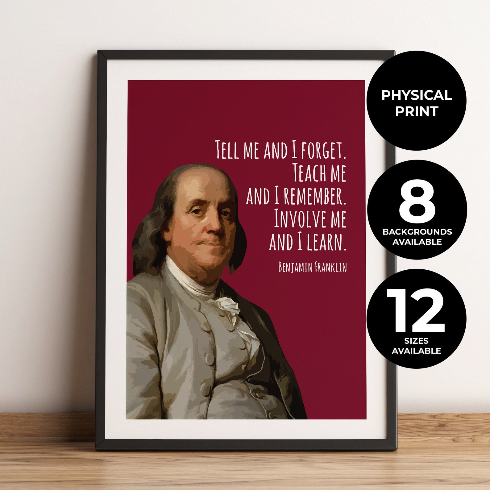 Benjamin Franklin Quote Tell Me and I Forget Inspiration - Etsy Benjamin Franklin Quote Tell Me and I Forget Inspiration - Etsy