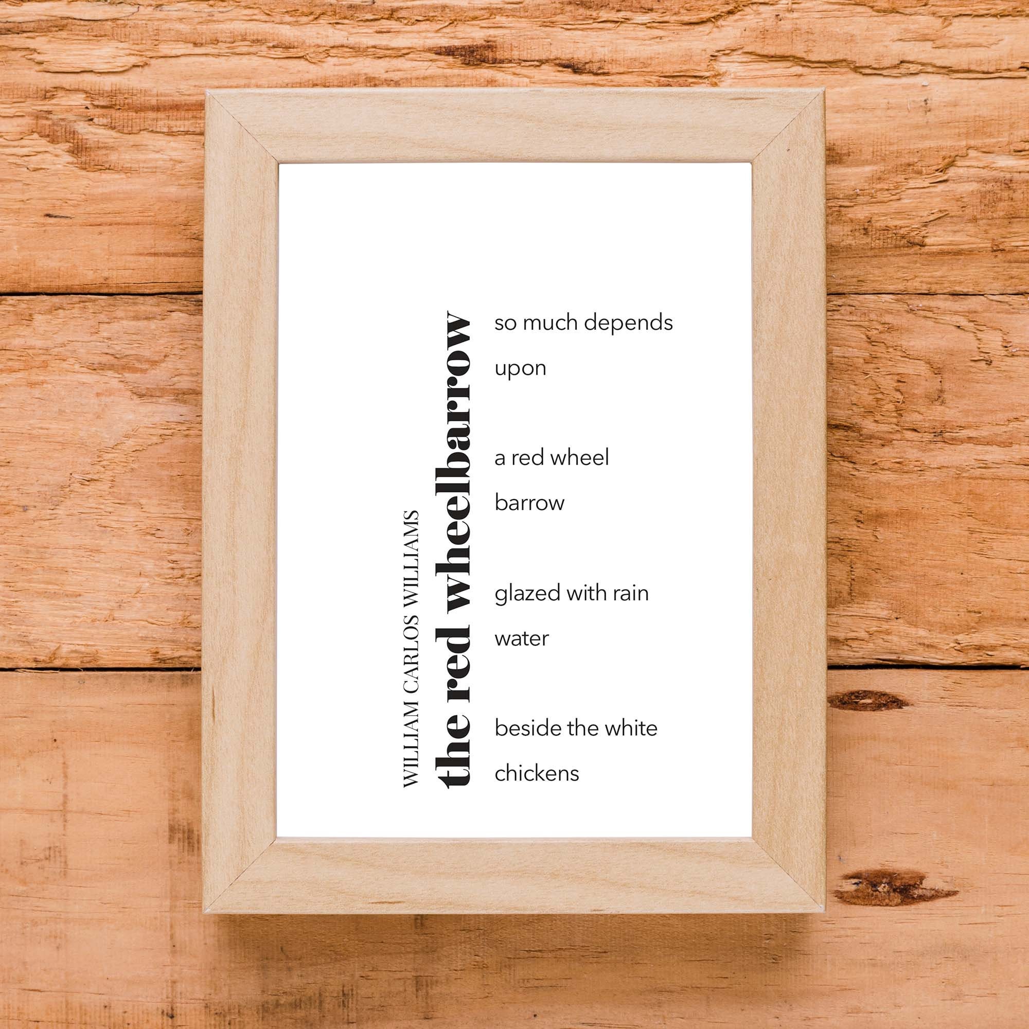 The Red Wheelbarrow William Carlos Williams Poem Imagism | Etsy