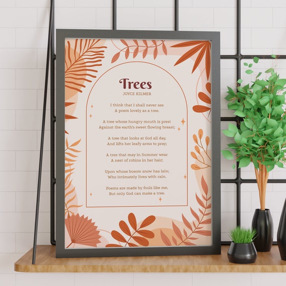 Trees v2 Joyce Kilmer Poem Nature Art Inspiration | Etsy