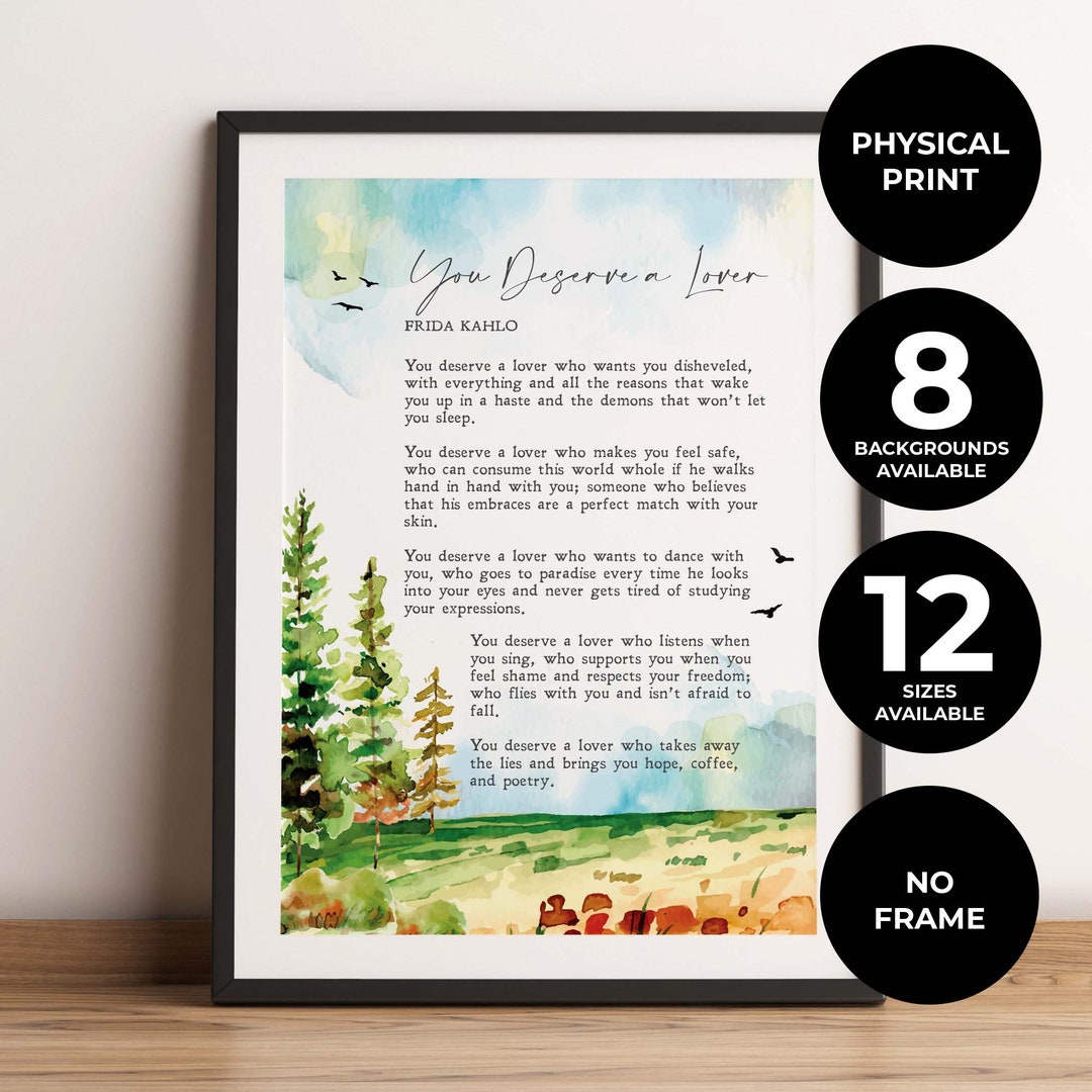 Frida Kahlo Poem | You Deserve A Lover | Watercolor | Philosophy ...