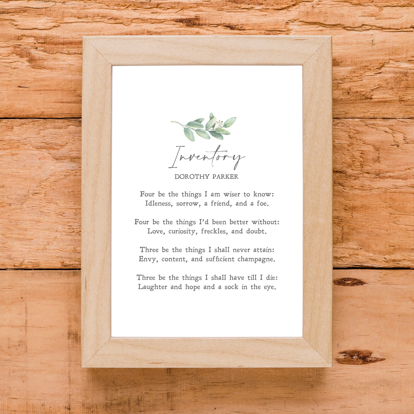Inventory Dorothy Parker Poem Life Advice Inspiration - Etsy