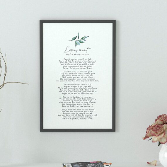 Equipment Edgar Albert Guest Poem Motivation - Etsy