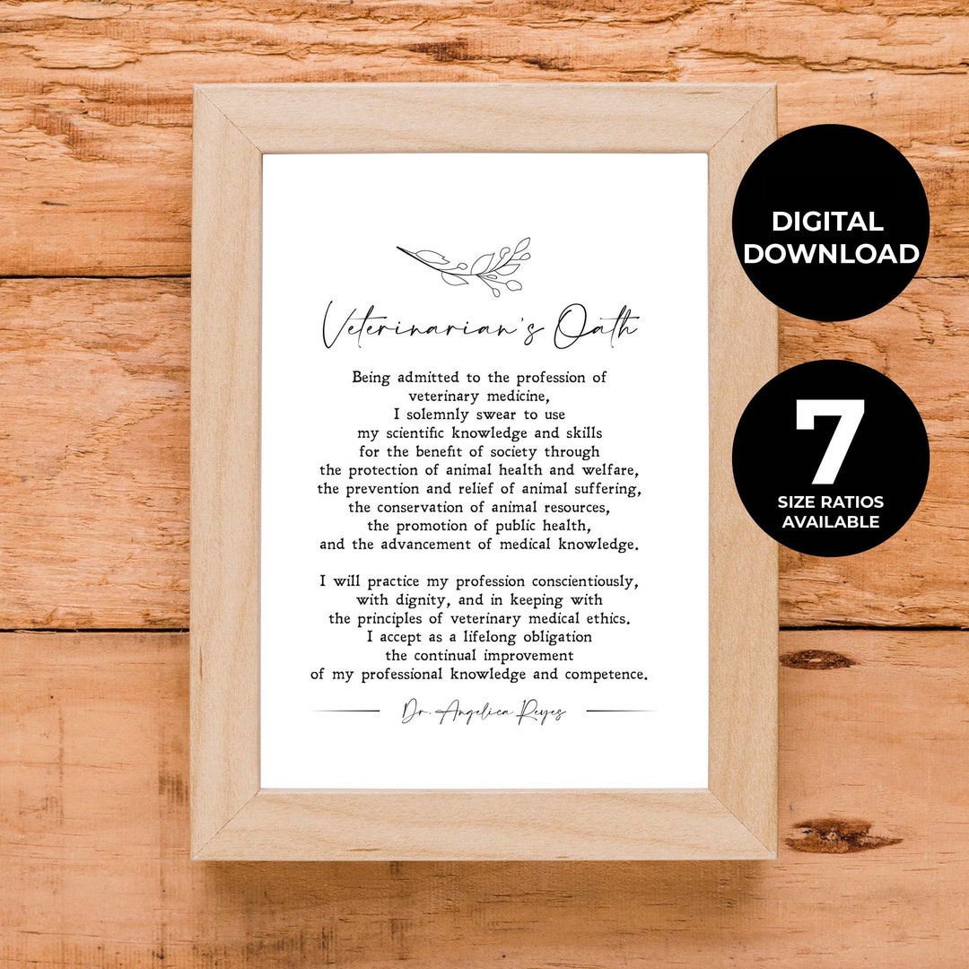 PERSONALIZED Veterinarian's Oath | Veterinarian Gift | Pet ...