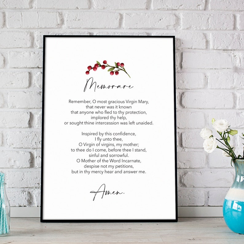 Memorare - Prayer to Virgin Mary | Inspiration | Wall Art | Minimalist ...