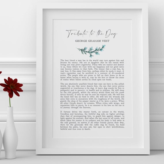 Tribute to the Dog George Graham Vest Speech Eulogy - Etsy