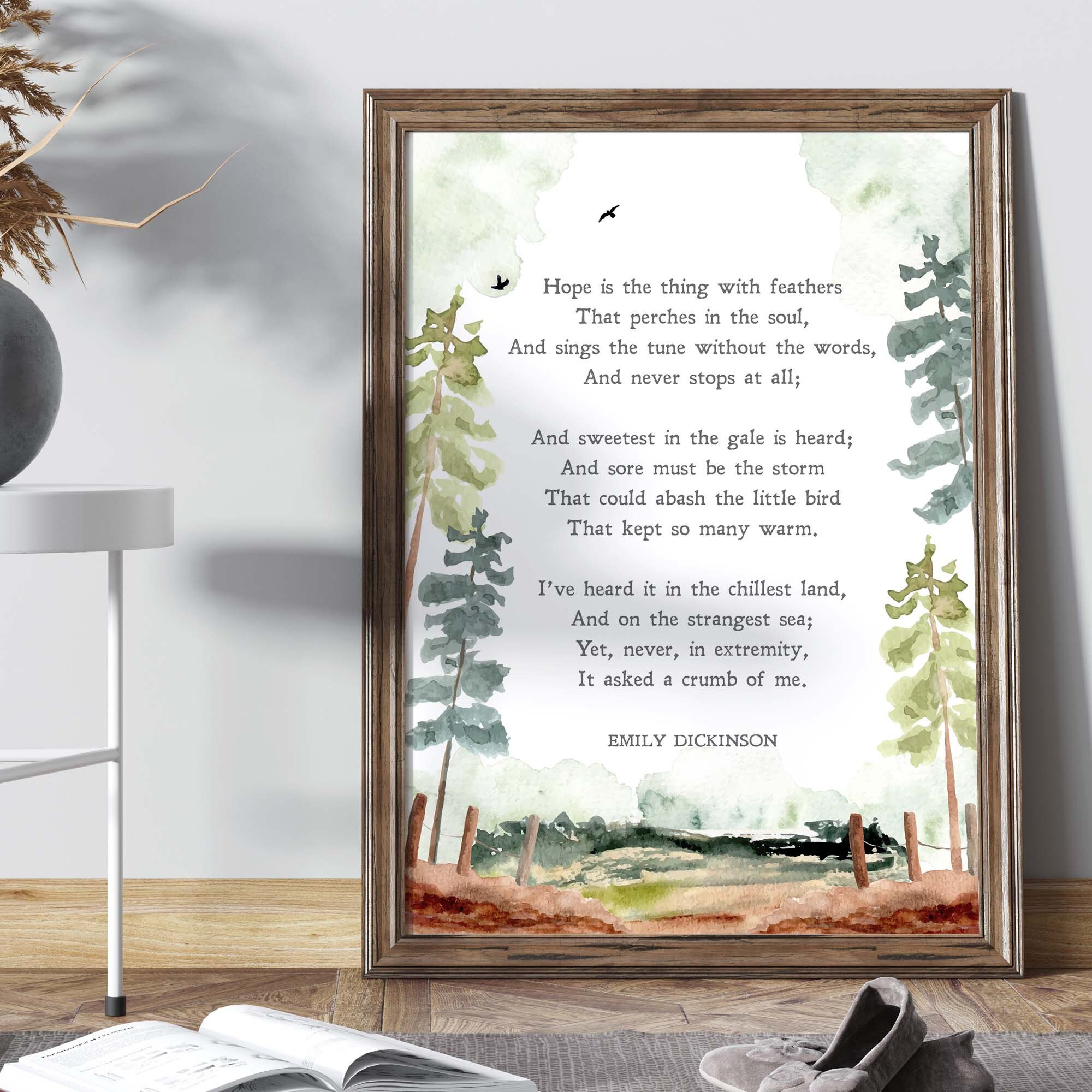 Hope is the Thing With Feathers Emily Dickinson Poem | Etsy