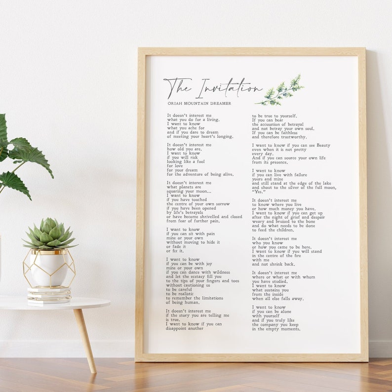 The Invitation | Oriah Mountain Dreamer | Poem | Love | Gift | Literary ...