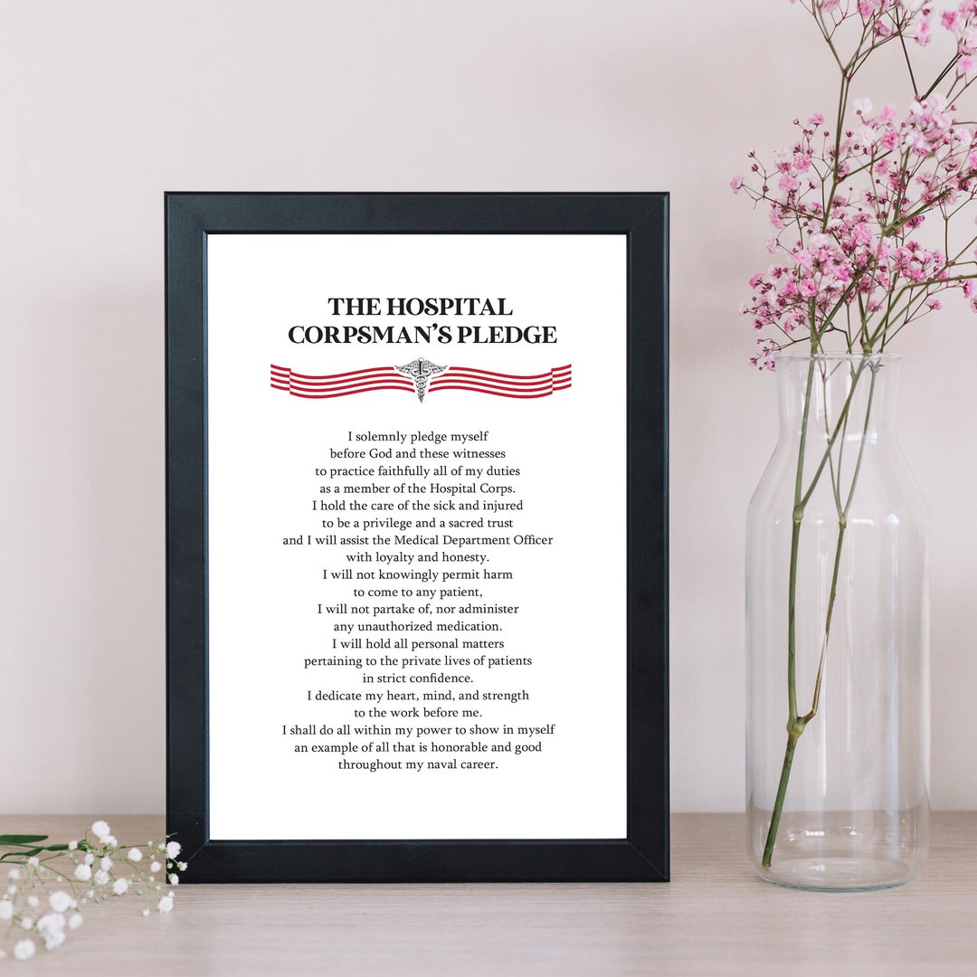 Hospital Corpsman's Pledge | US Navy | Gift | Sailor | American Soldier ...
