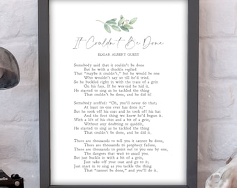 Edgar Albert Guest It Couldn't Be Done Poem Art Print - Etsy UK