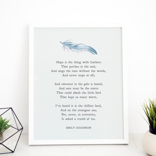 Hope is the Thing With Feathers / Emily Dickinson / Printable - Etsy
