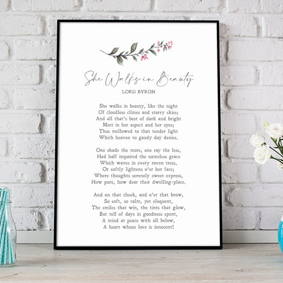 She Walks in Beauty Lord Byron Poem Quote Gift | Etsy