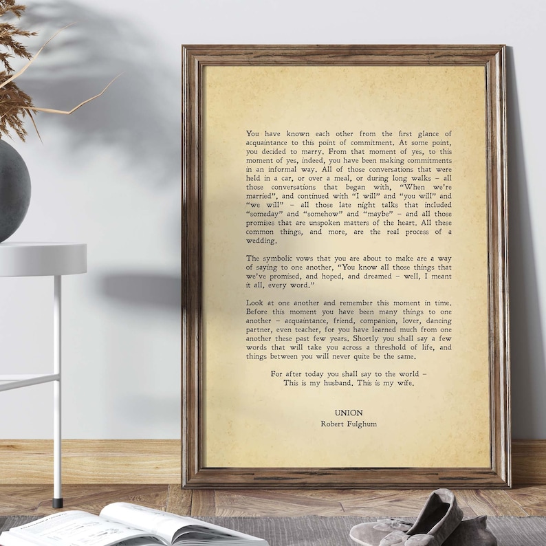 Union Robert Fulghum Poem Wedding Ceremony Celebrate - Etsy UK