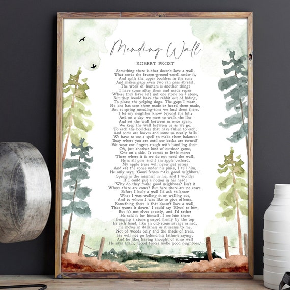 Mending Wall Robert Frost Poem Borders Neighbors | Etsy Canada