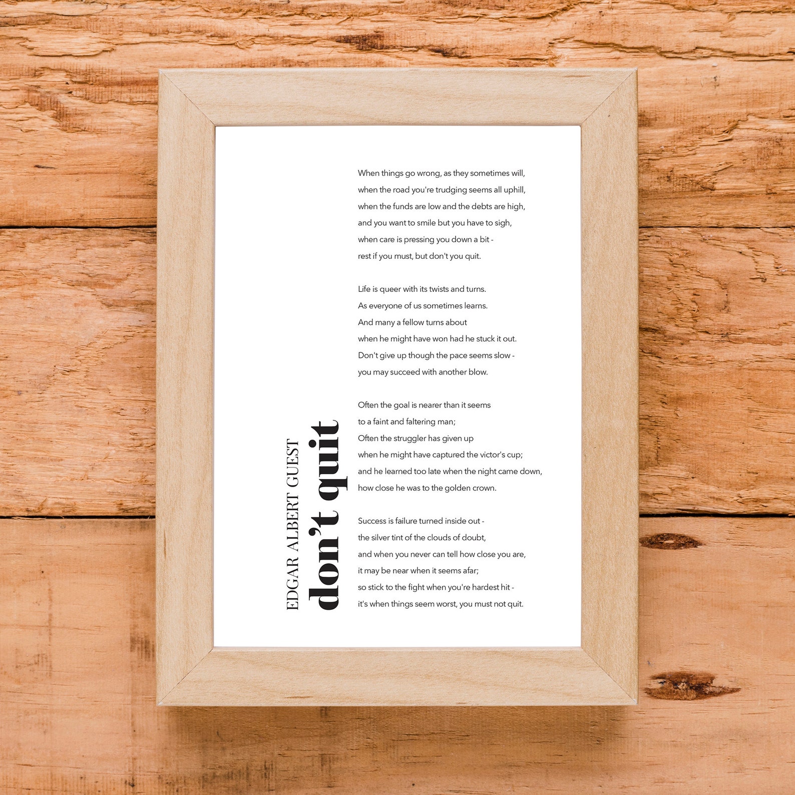 Don't Quit V2 Edgar Albert Guest Poem Motivation - Etsy
