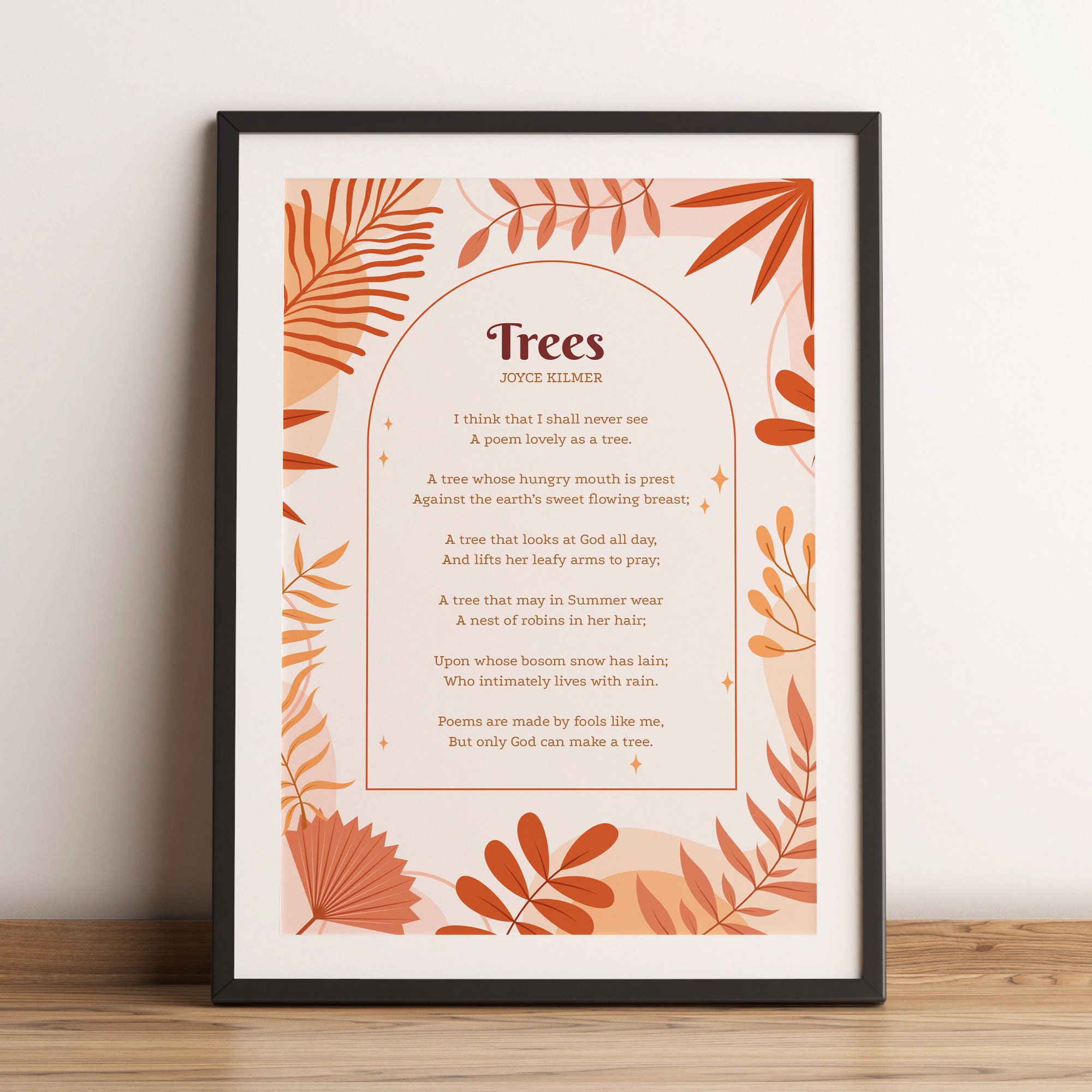 Trees v2 Joyce Kilmer Poem Nature Art Inspiration | Etsy
