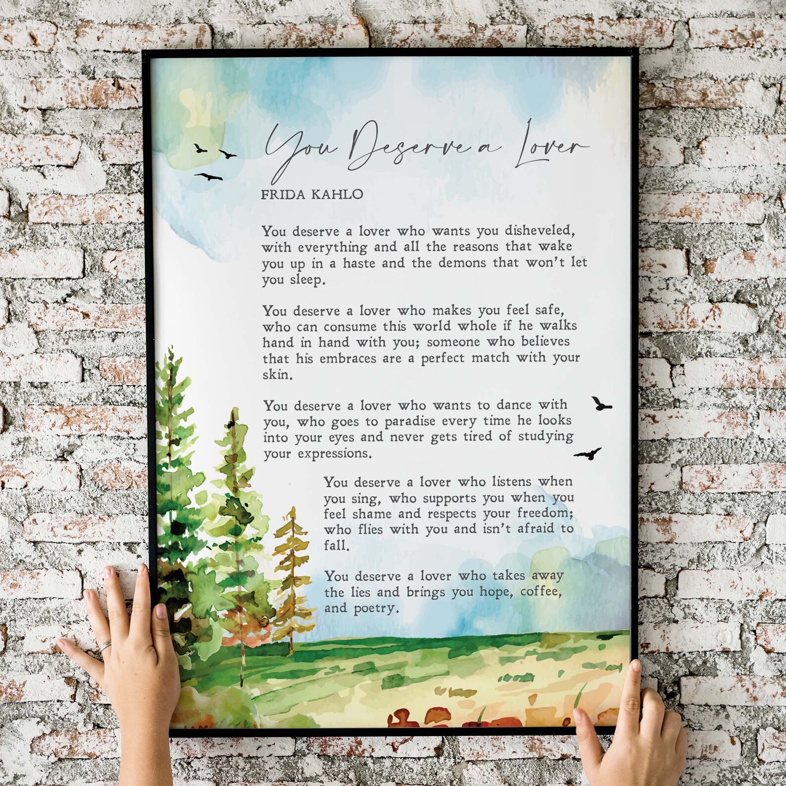 Frida Kahlo Poem You Deserve A Lover Watercolor - Etsy