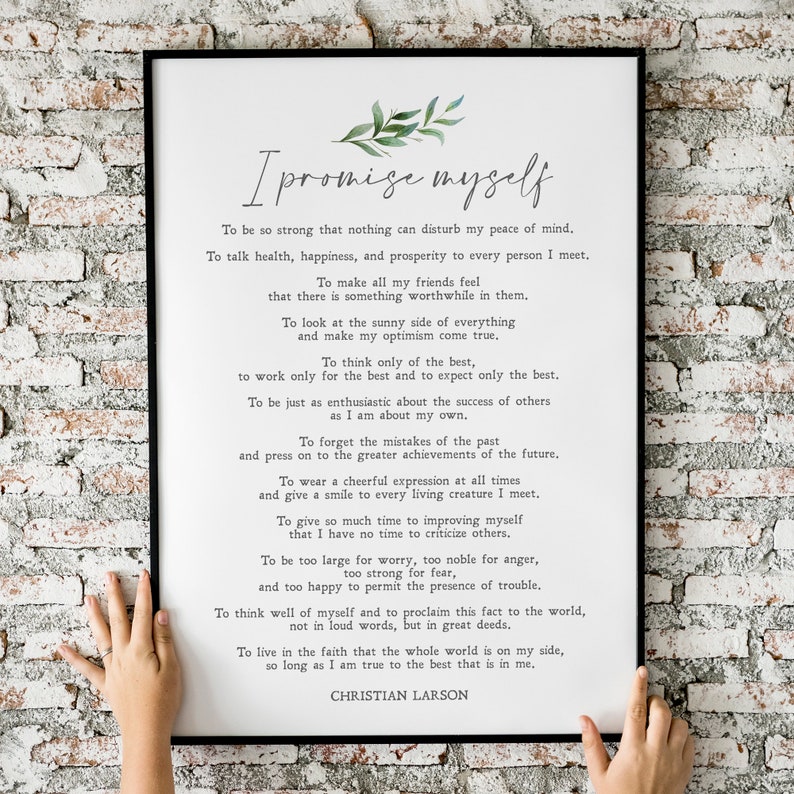 I Promise Myself | Christian Larson | Poem | Advice | Motivation ...