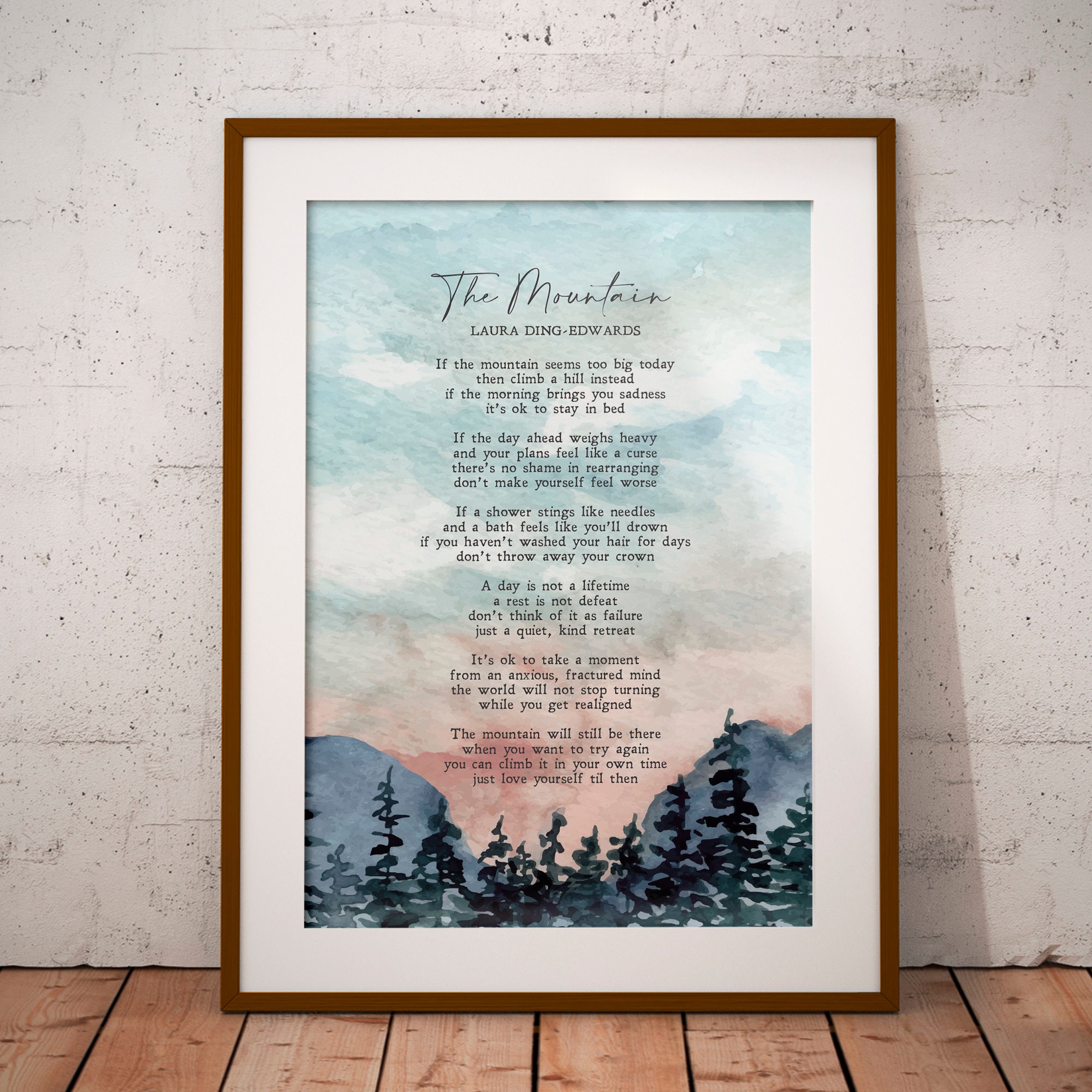 The Mountain Laura Ding-Edwards Poem Watercolor | Etsy