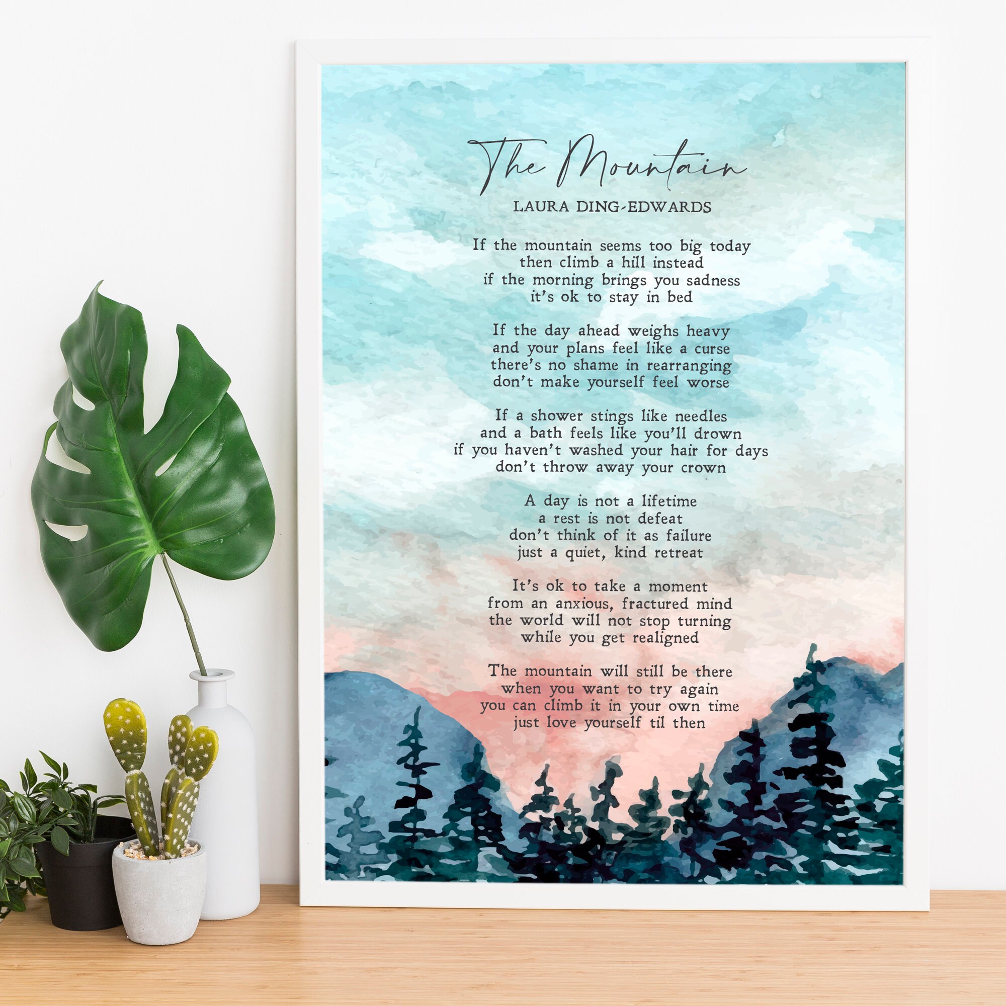 The Mountain Laura Ding-Edwards Poem Watercolor | Etsy