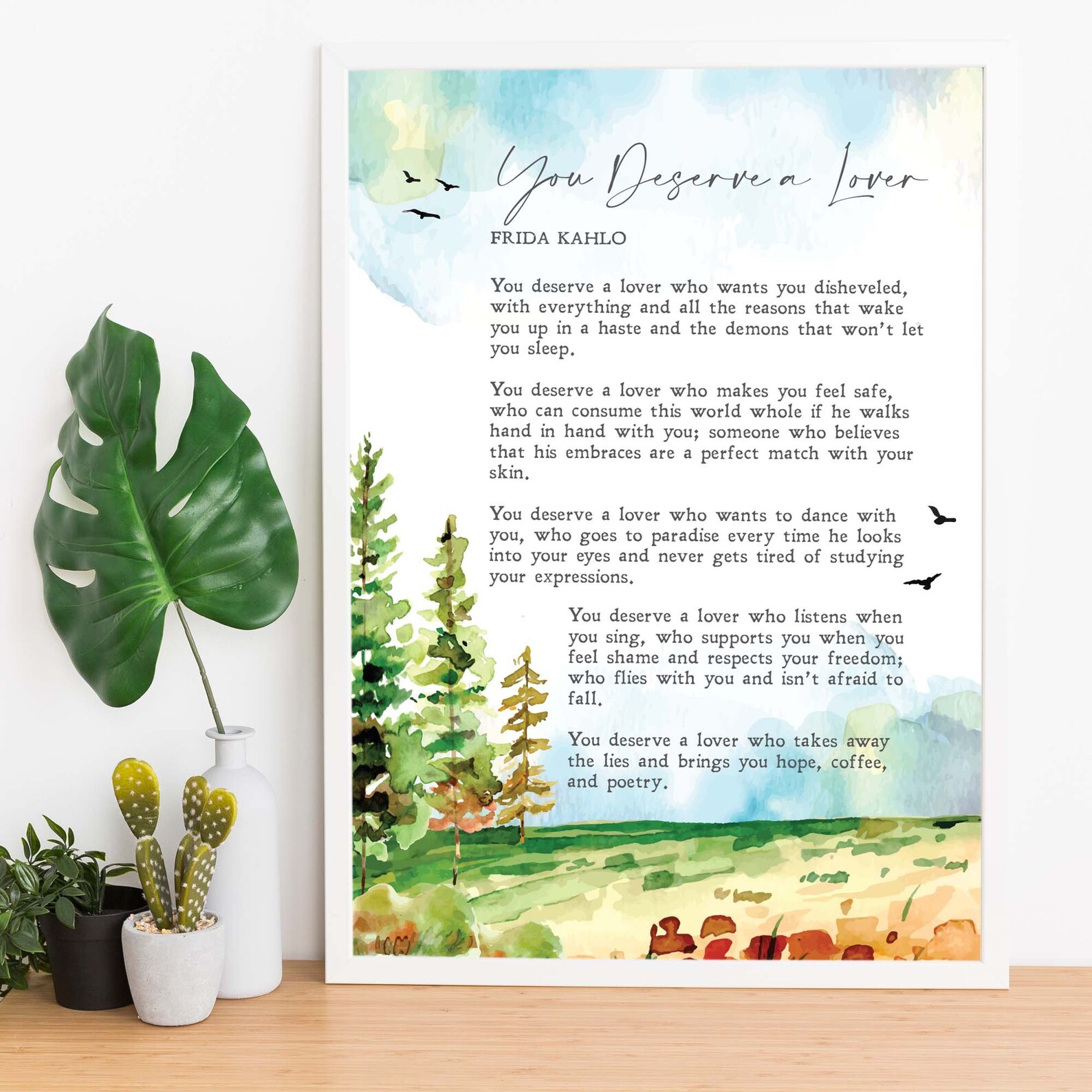 Frida Kahlo Poem | You Deserve A Lover | Watercolor | Philosophy ...
