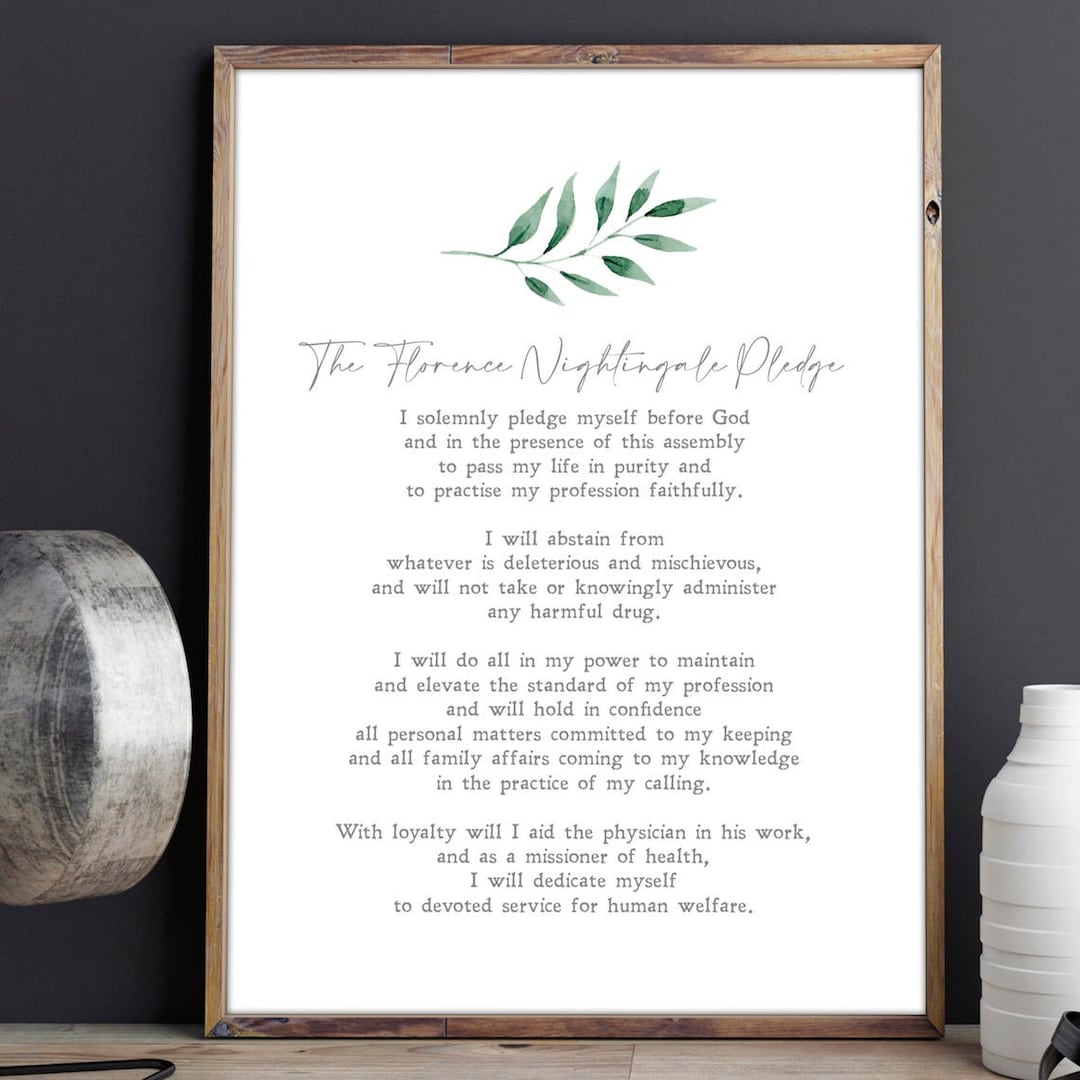 Florence Nightingale Pledge | Nurse | Gift | Inspiration | Wall Art ...