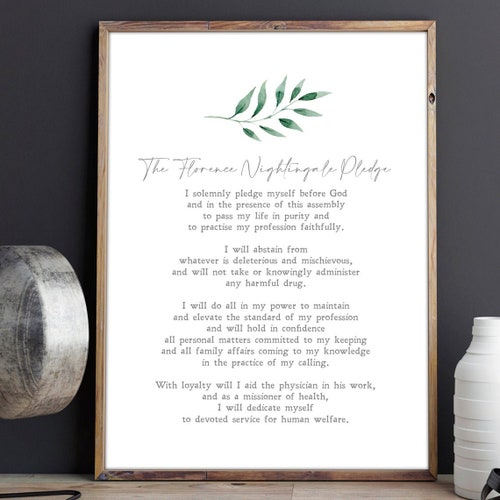 Nightingale Pledge Nurse Gift Inspiration Wall Art - Etsy