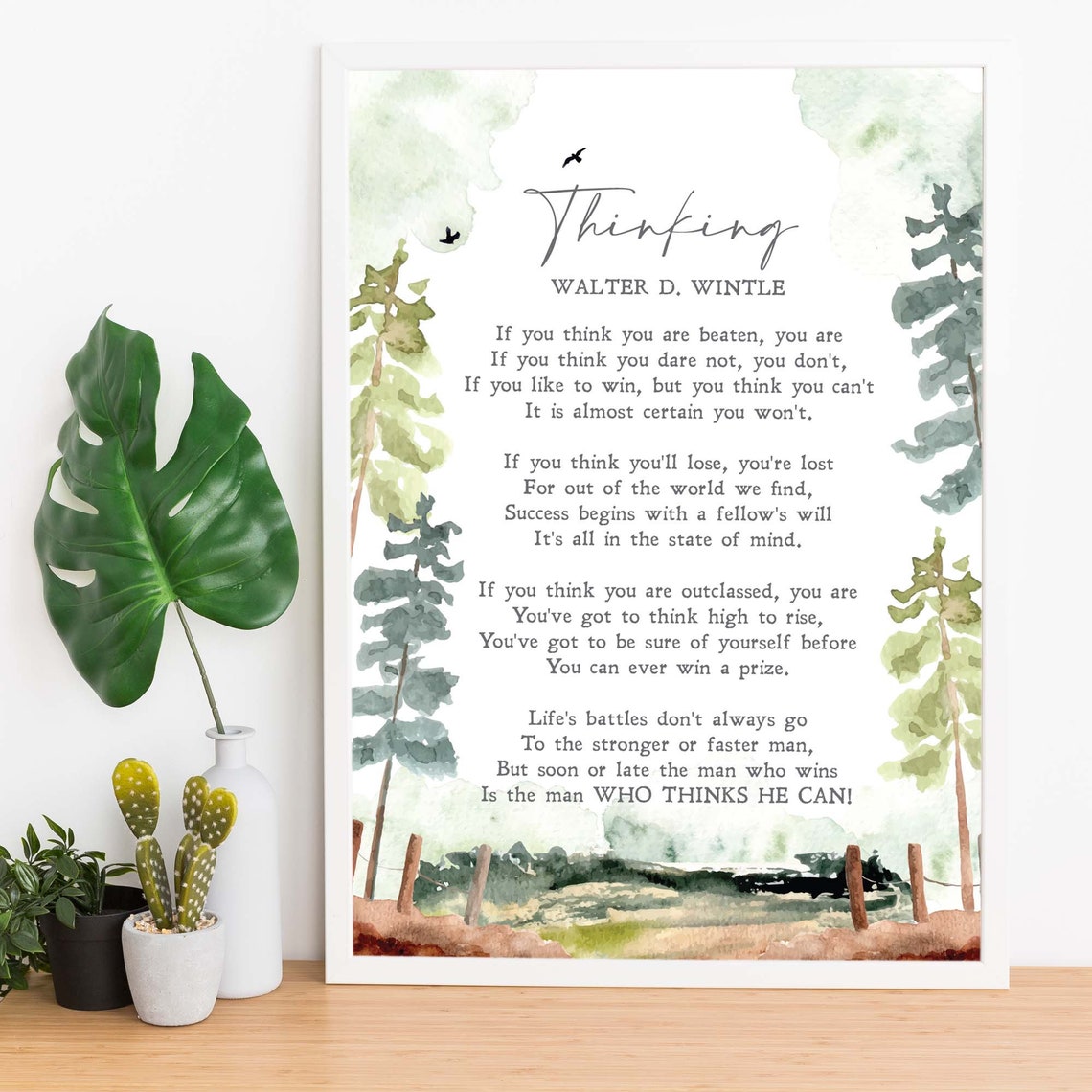 Thinking Walter D Wintle Poem Thinking Poem Inspiring - Etsy