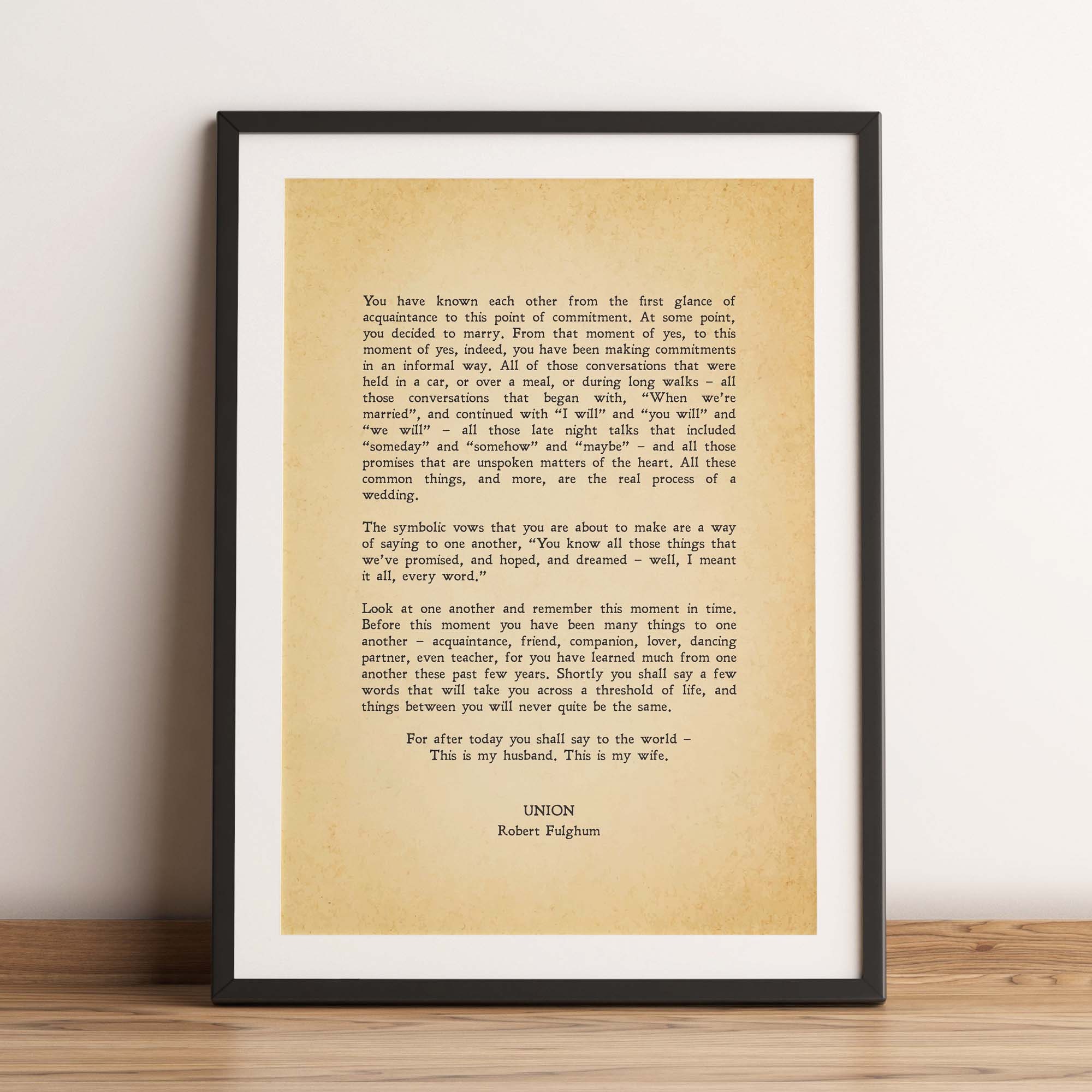 Union | Robert Fulghum | Poem | Wedding Ceremony | Celebrate Love ...