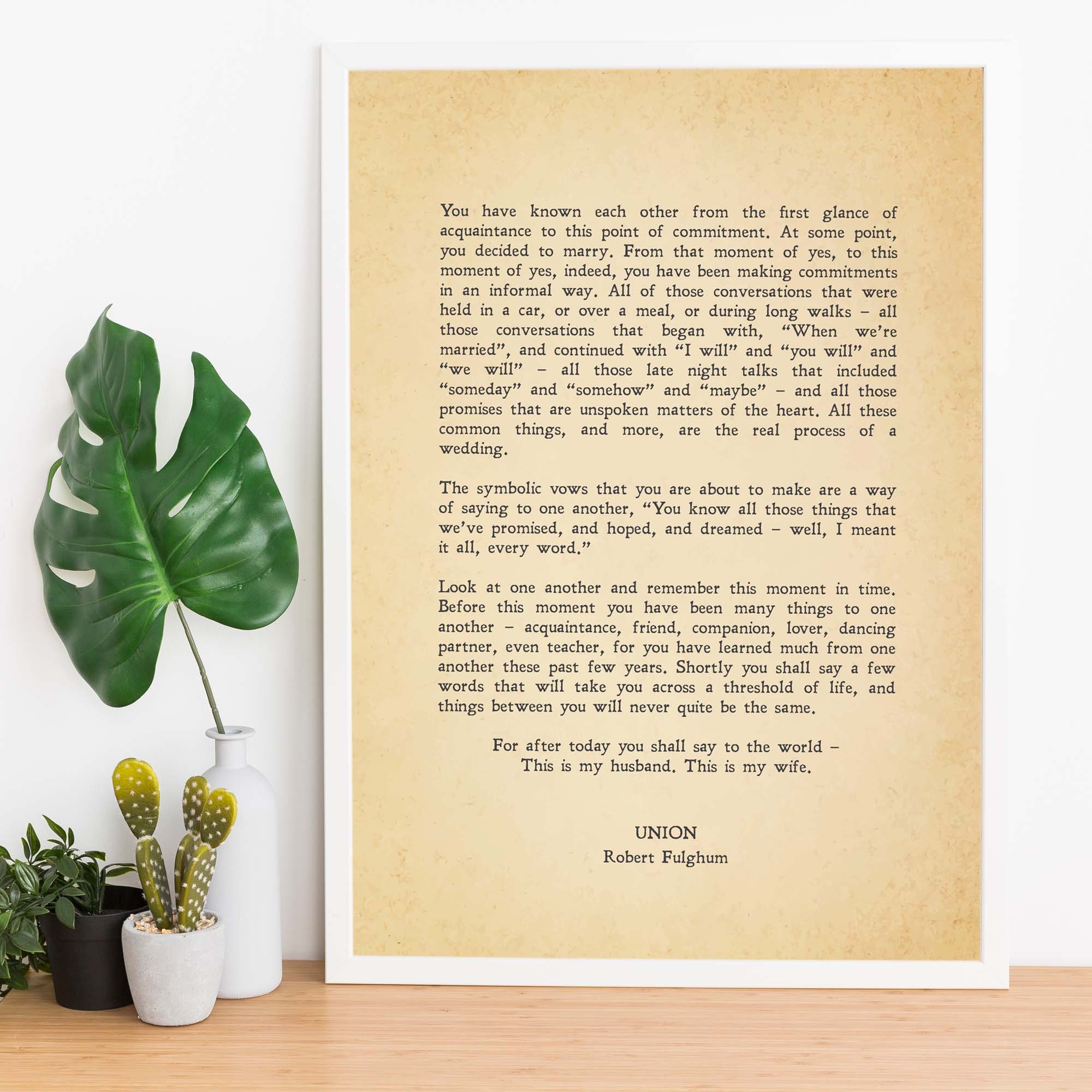 Union | Robert Fulghum | Poem | Wedding Ceremony | Celebrate Love ...