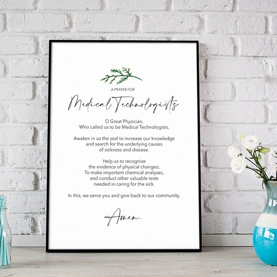 Medical Technologist's Prayer Medtech Christian | Etsy