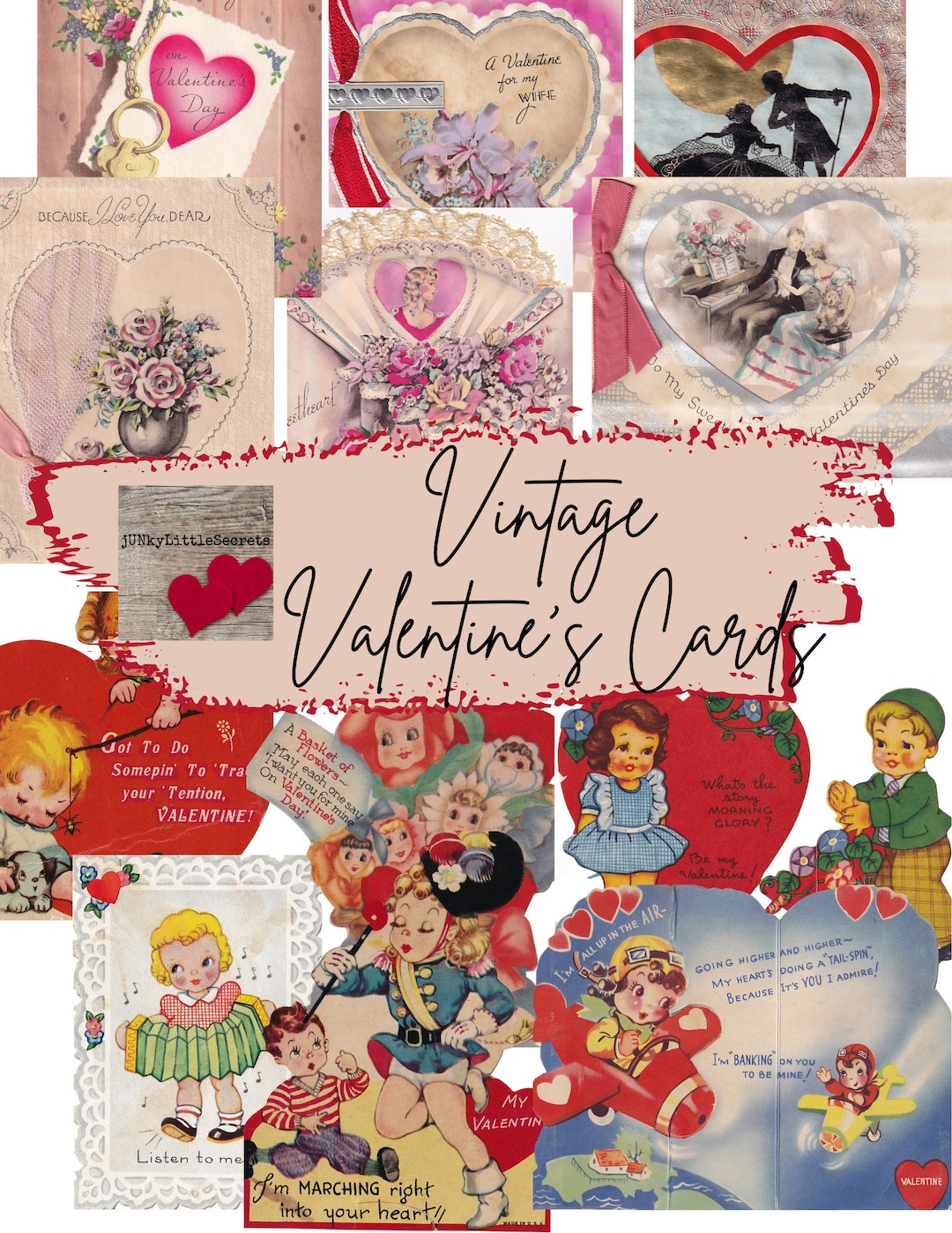 Printable 1950s Vintage Valentine's Cards, Retro Valentine's Day ...