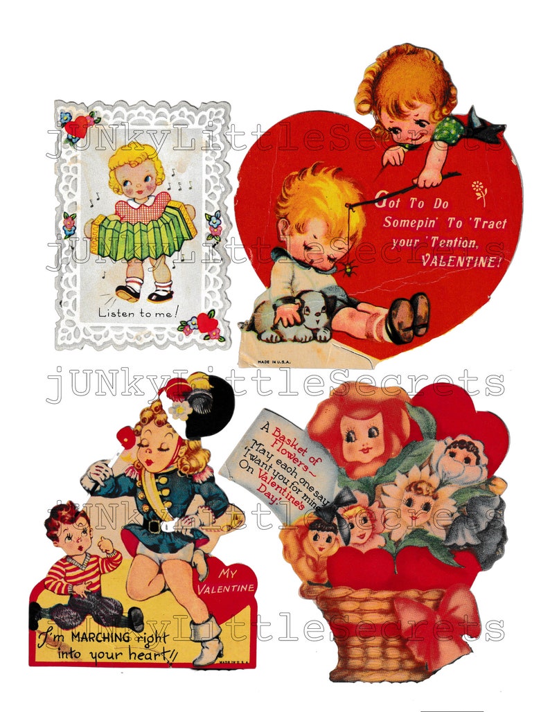 Printable 1950s Vintage Valentine's Cards, Retro Valentine's Day ...