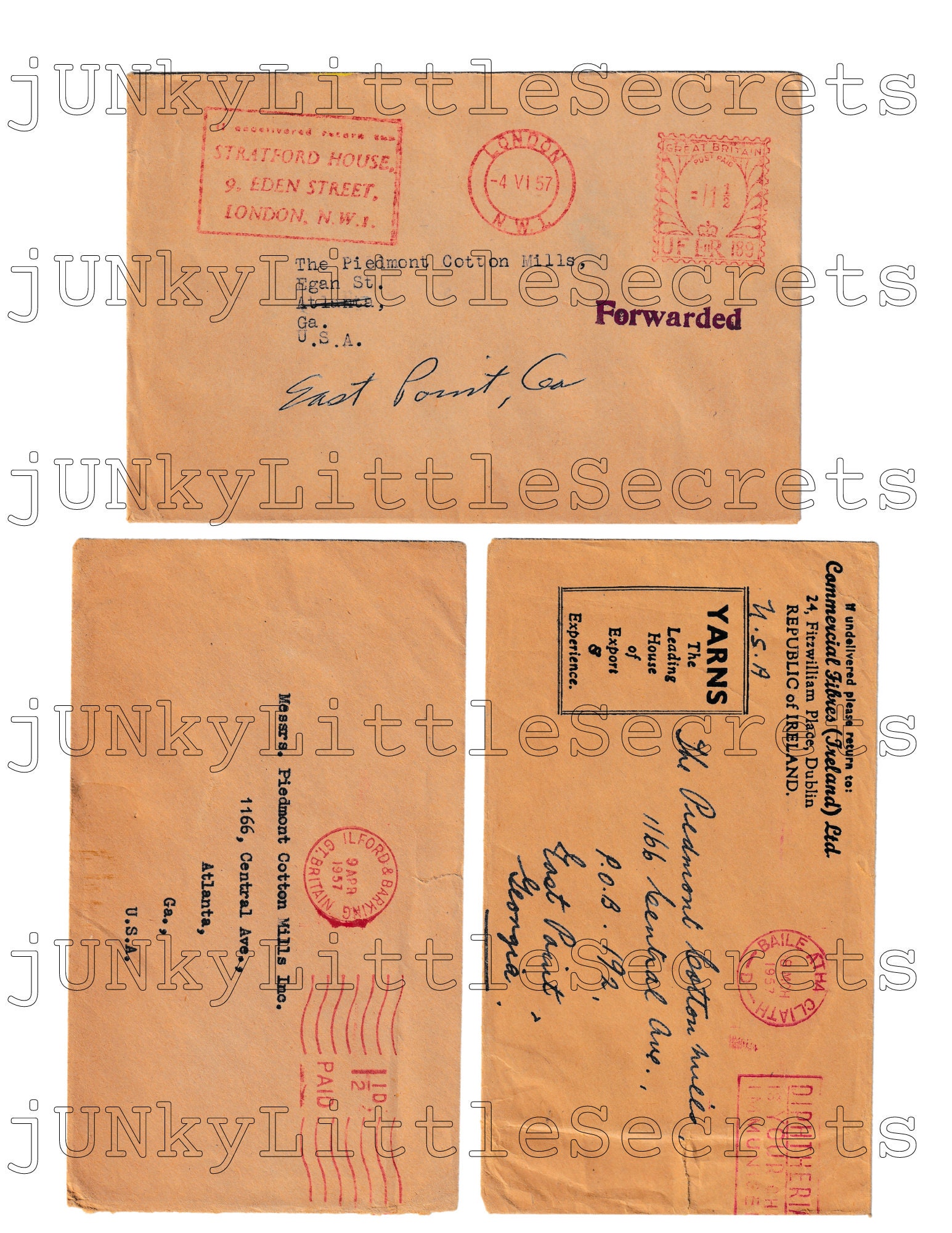 Printable 1950s Vintage Envelopes, Instant Digital Download, Antique ...