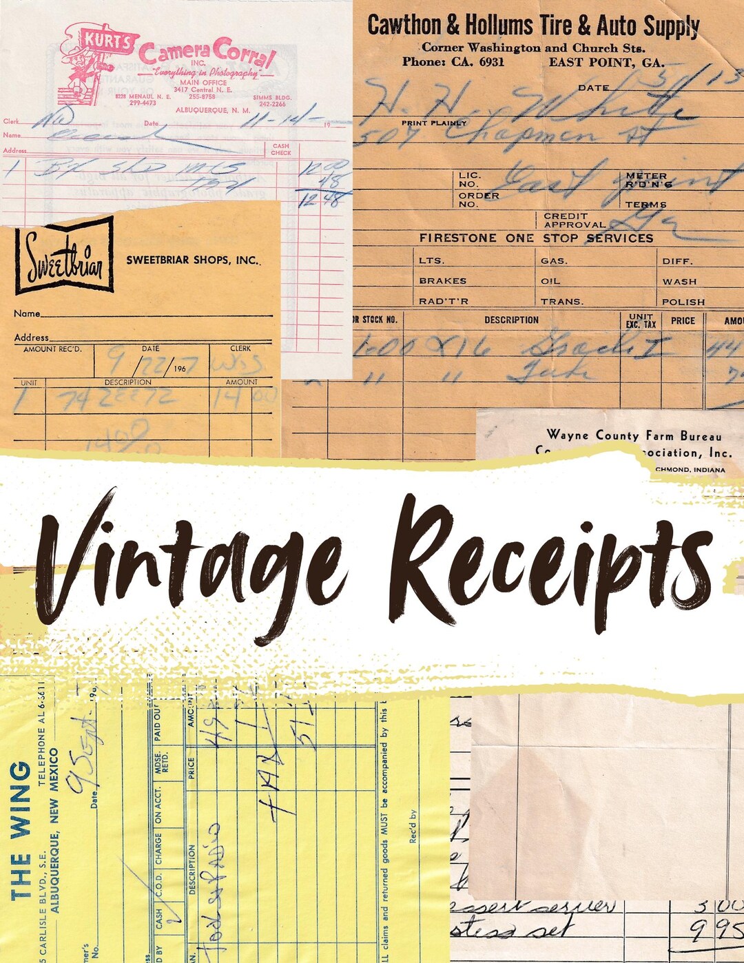Vintage Receipts Ephemera Kit: Junk Journal Collage Sheet (digital ...