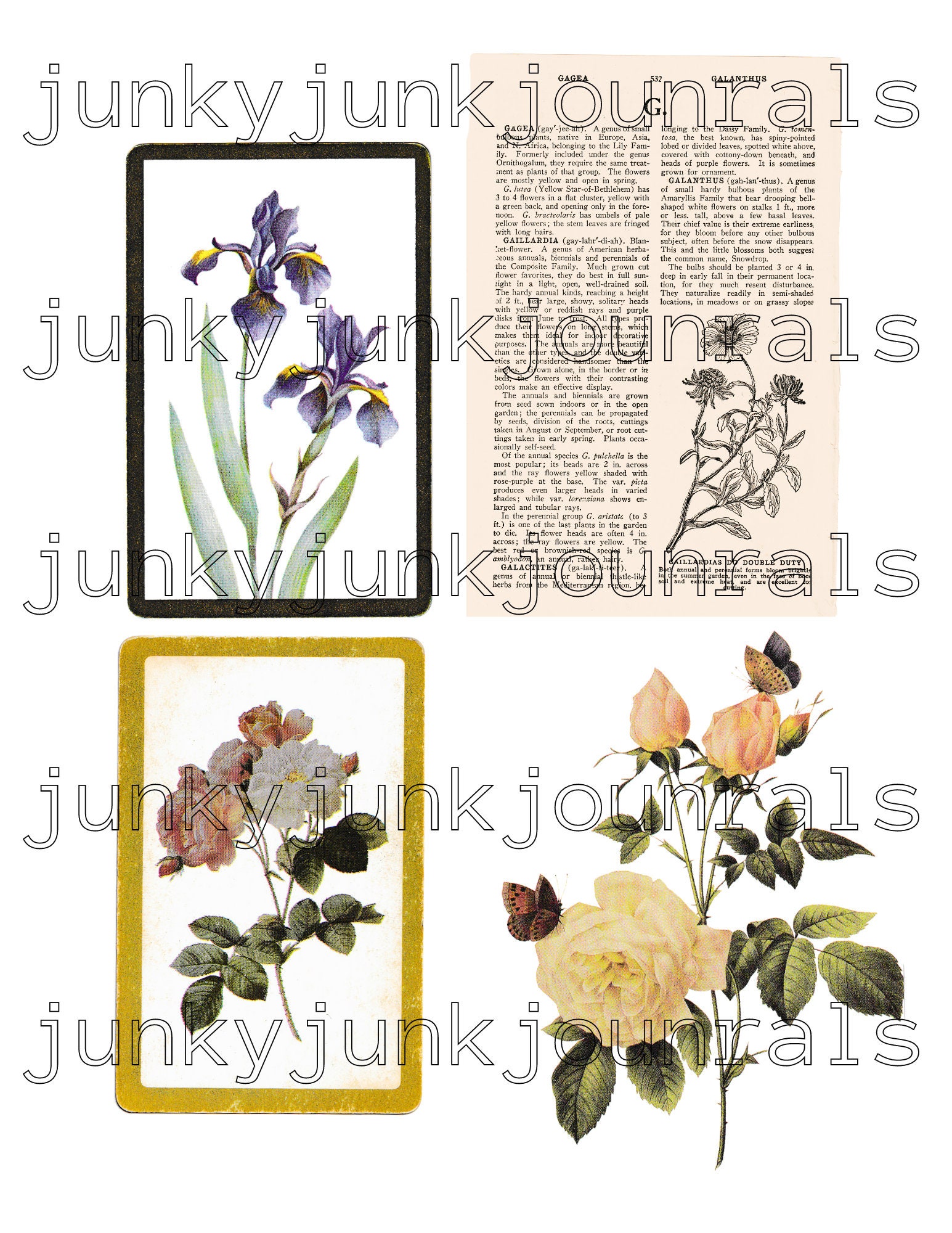 Printable Vintage Garden Ephemera Kit: Junk Journal, Scrapbook (digital ...