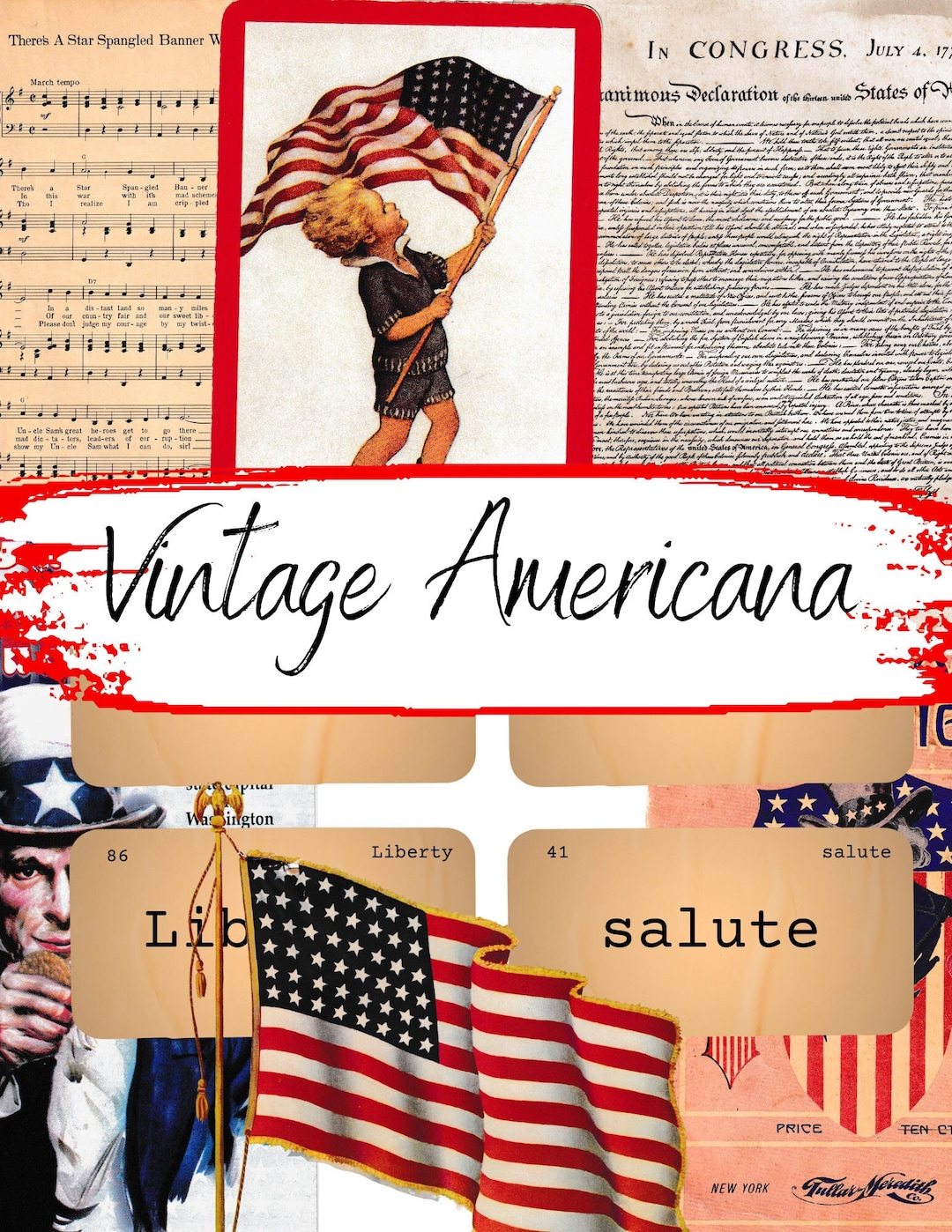 Printable Vintage Americana Ephemera: Junk Journal Collage (digital ...