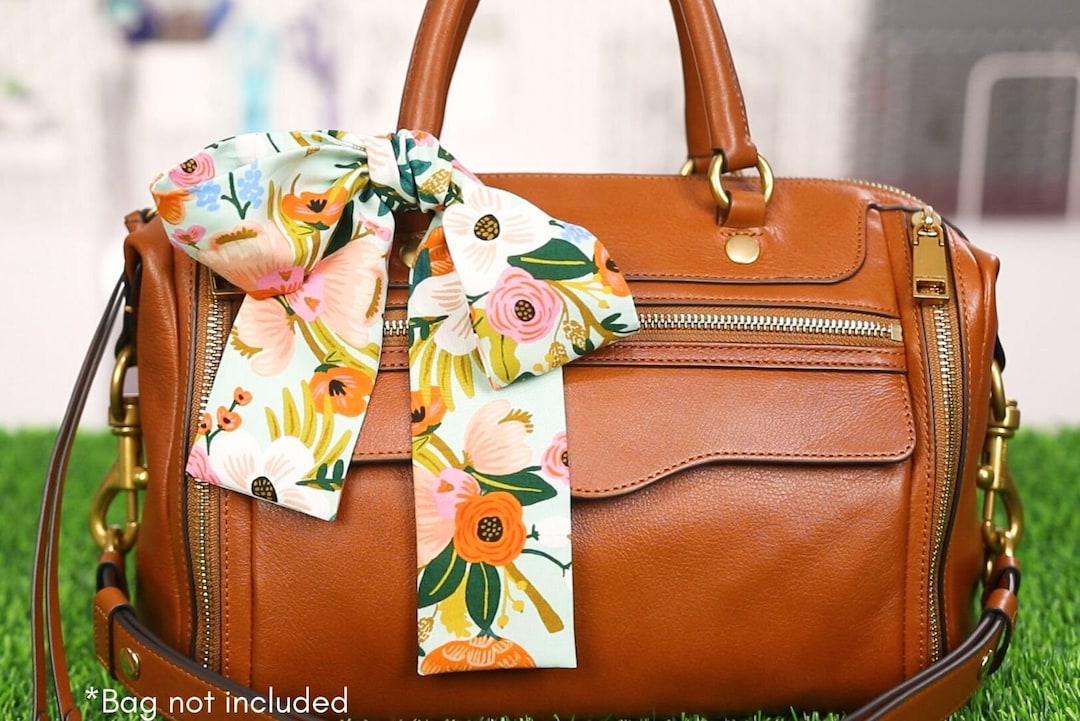 Skinny Purse Scarf for Handbag (blunt Ends) | Mint Floral Print ...