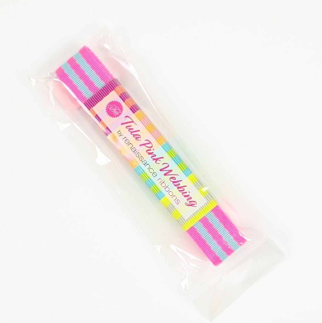 Tula Pink Webbing 2 Yards X 1 Inch Hot Pink and Aqua Nylon Webbing for ...